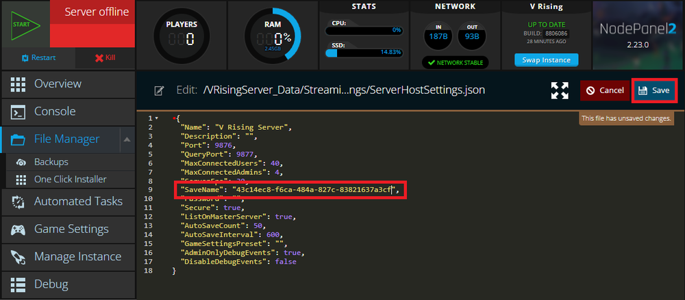 Uploading an Existing World to your V Rising Server | V Rising | Knowledgebase Article - Nodecraft