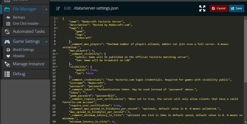 Configuring Your Factorio Server Server Settingsjson Factorio