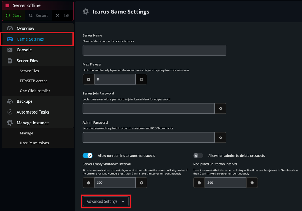 How to Load a Prospect on your Icarus Server | Icarus | Knowledgebase Article - Nodecraft